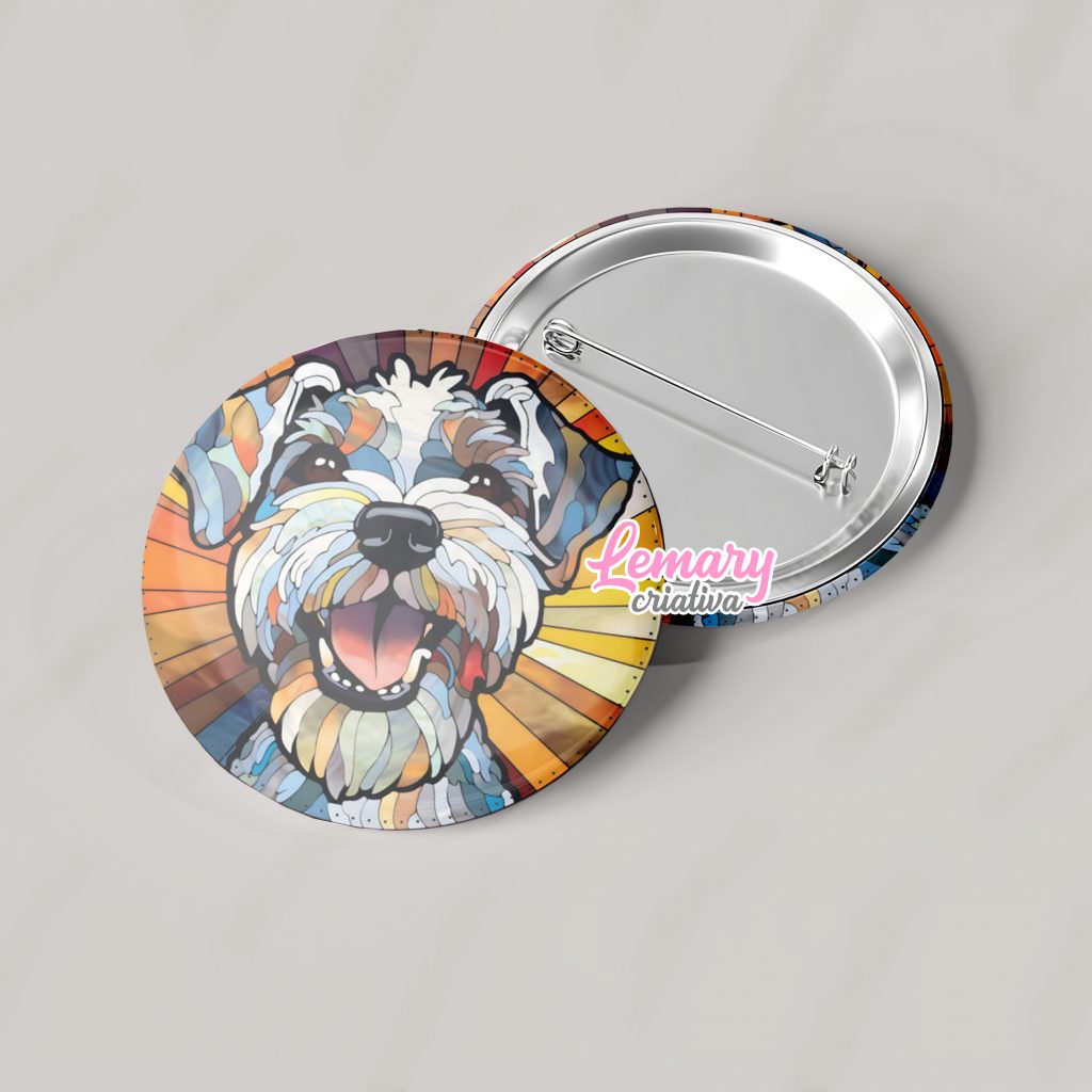Bottons Cachorro em Vitral REF. 001 – 012 – Lemary Criativa